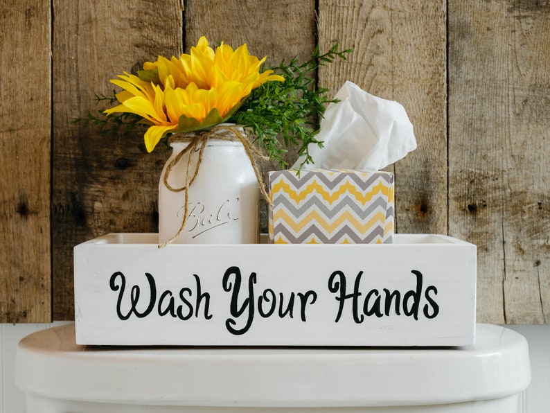 Wash Your Hands Farmhouse Bathroom Decor Jar & Sunflower - Etsy