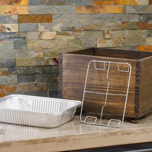 2 Pack of Wooden Chafing Pan & Rack Stands, Disposable Foil Pan Holder ...