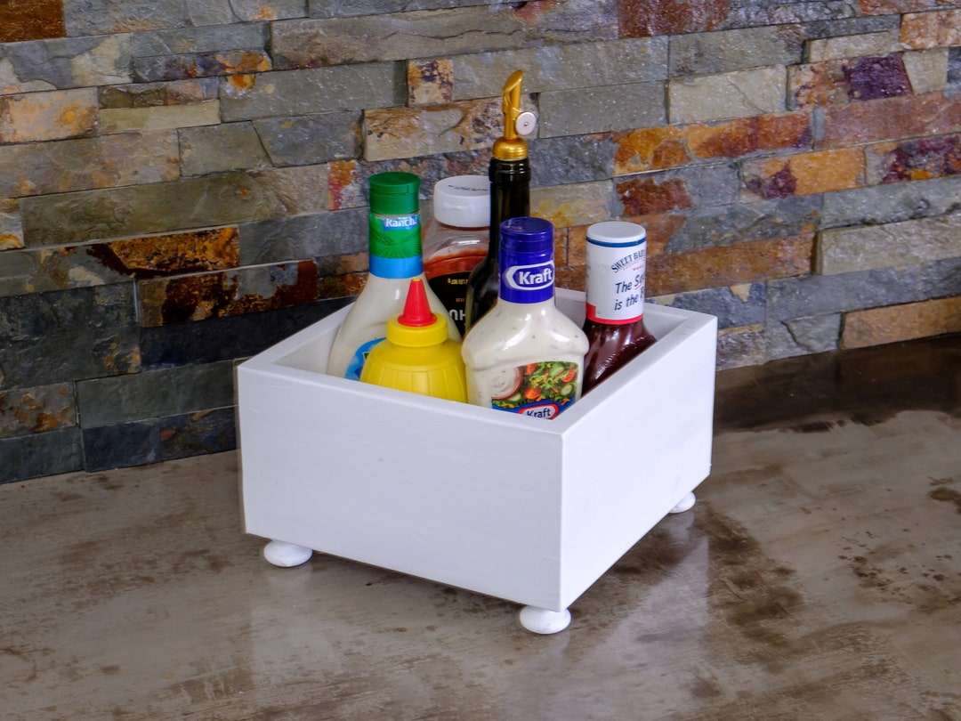 Farmhouse Kitchen Countertop Condiment Caddy for Ketchup, Mustard, BBQ ...