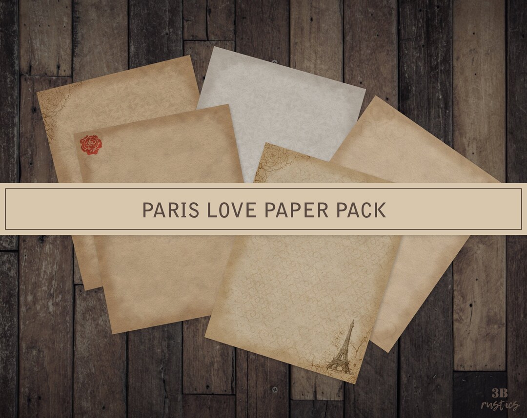 Printable Download Bundle Paris Love Stationary Paper-worn Pattern ...