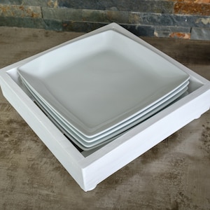 Combo Party Pack of Wooden Plate Holder Display, Napkin Holder, Utensil ...