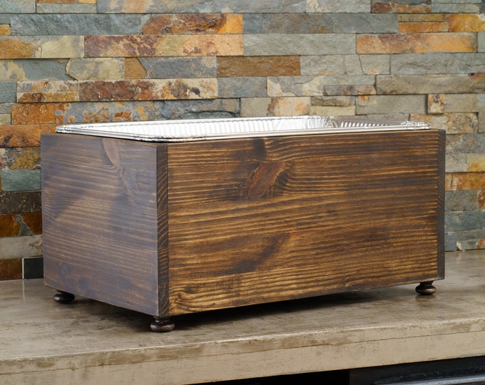 2 Pack of Full Size Wooden Chafing Pan & Rack Stands, Foil Pan Holders ...