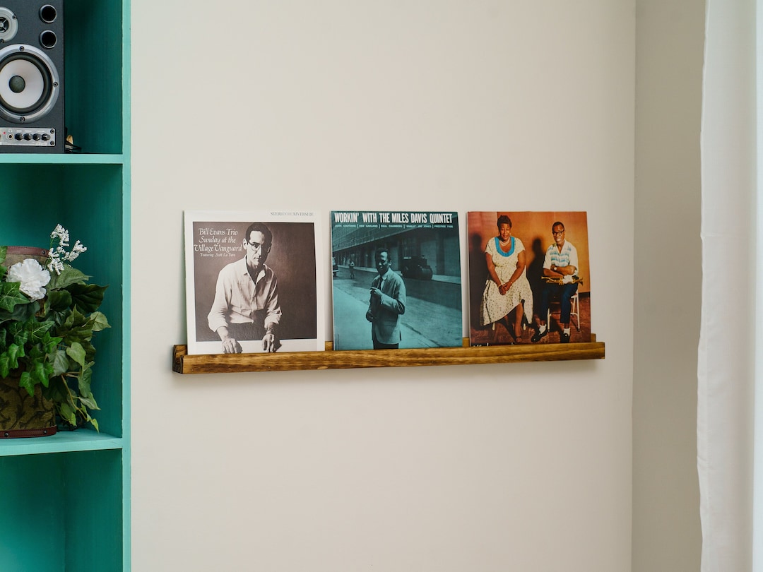 Long Wooden Vinyl Record Display Floating Shelf, Free Shipping, Gift ...