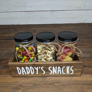 Handmade Wooden "daddy's Snacks" Wooden Candy Bar Box W/ Mason Jars for ...