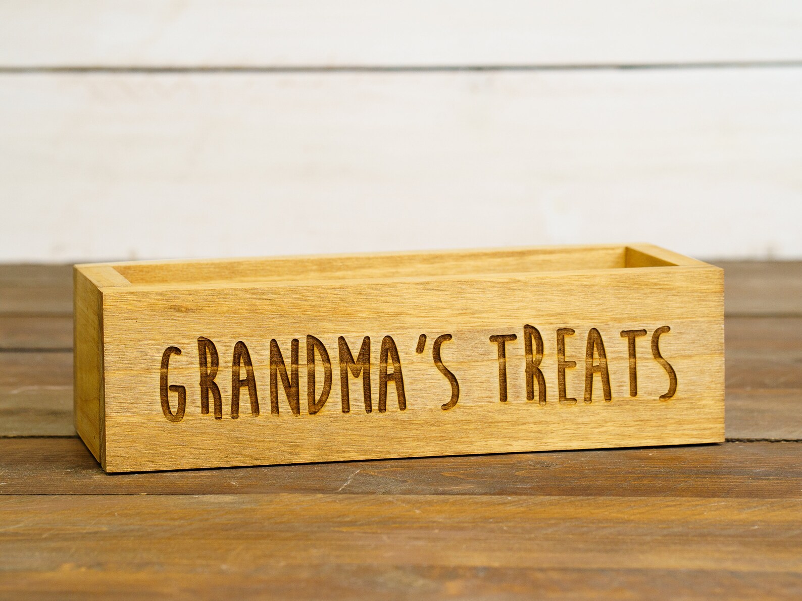 Engraved "grandma's Treats" Wooden Candy Bar Box W/ Pint Mason Jars for ...