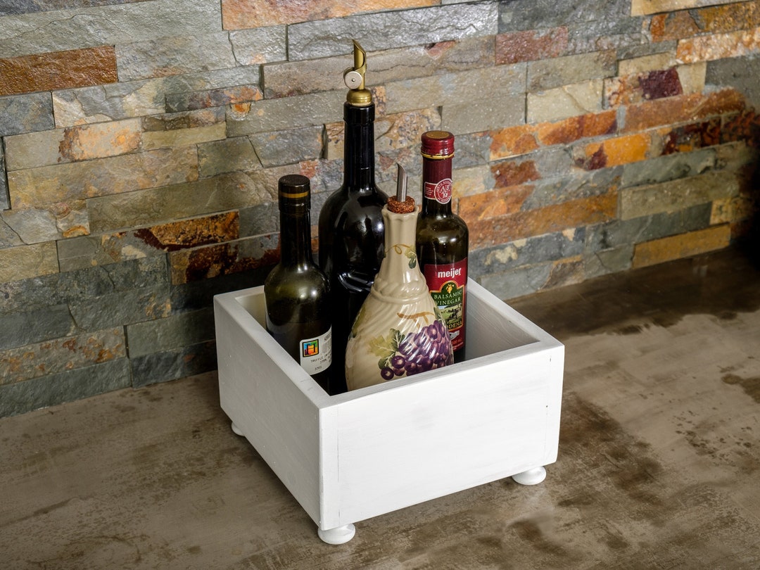 Contemporary Rustic Kitchen Storage Caddy for Olive Oil, Oils, Salt Pig ...