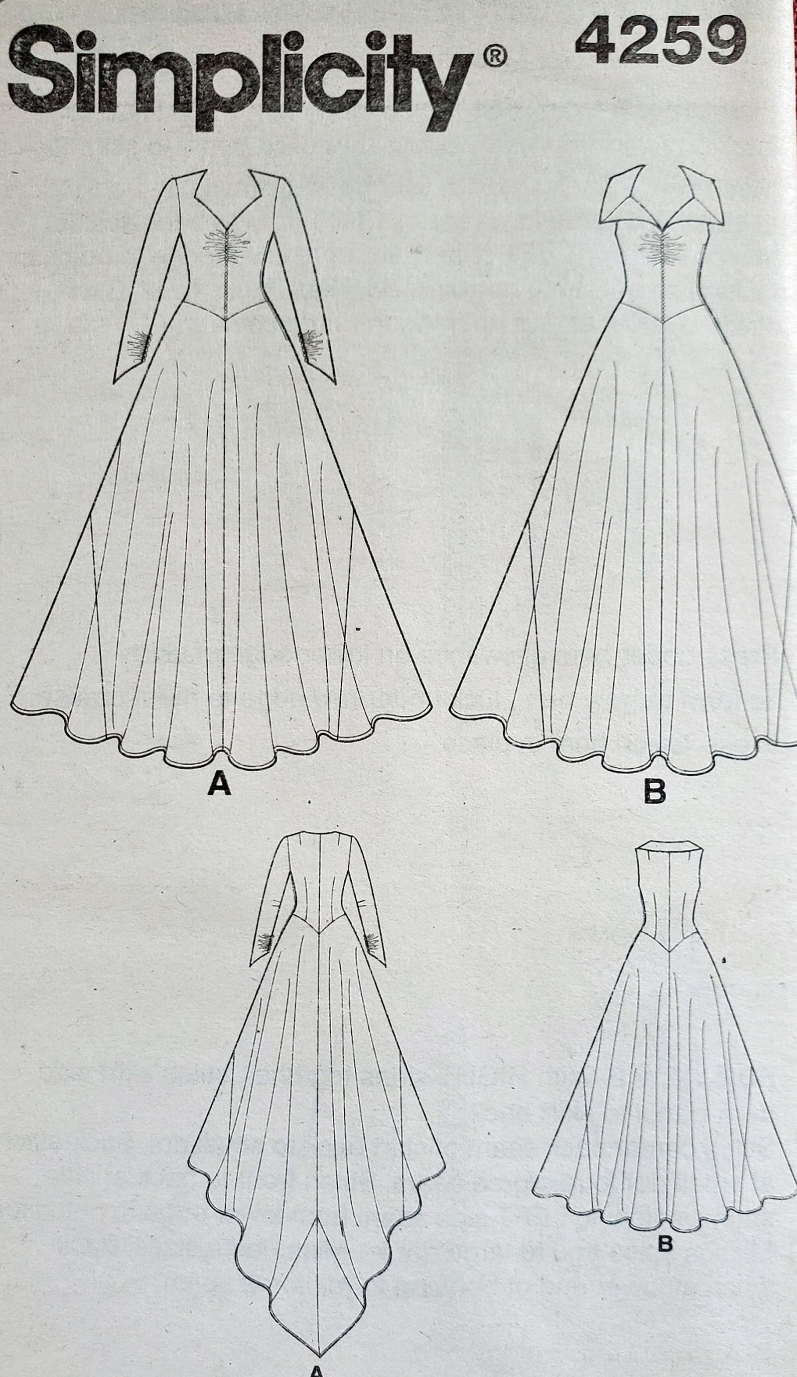 Vintage Simplicity Pattern 4259 Retro 1950s Bridal and Ball Gown Size 6 ...