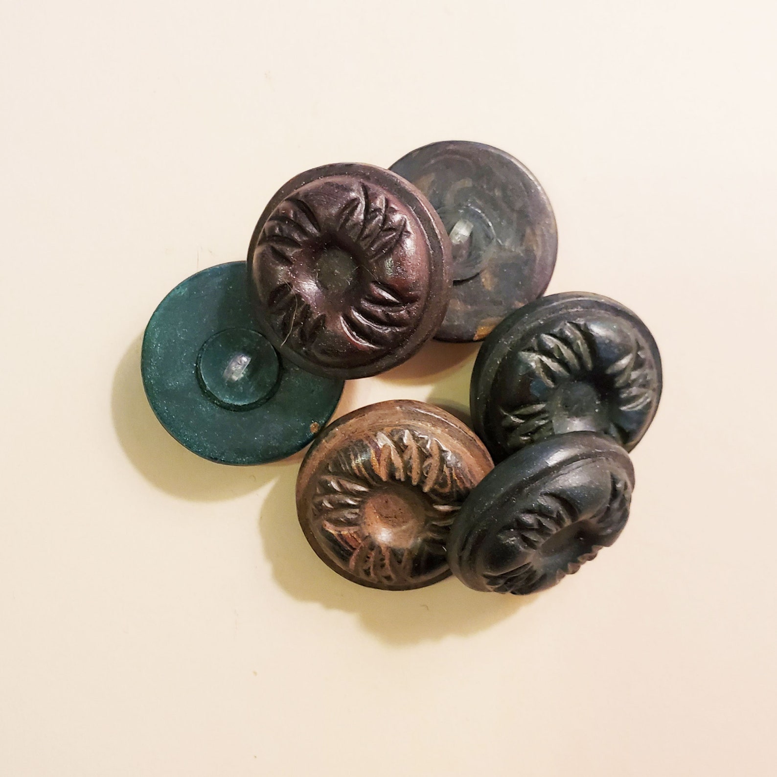 Molded Composition Buttons Made From Antique Button Forms Set of 6 With ...