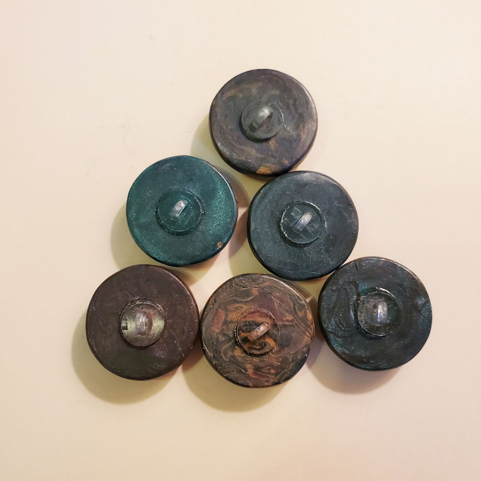 Molded Composition Buttons Made From Antique Button Forms Set of 6 With ...