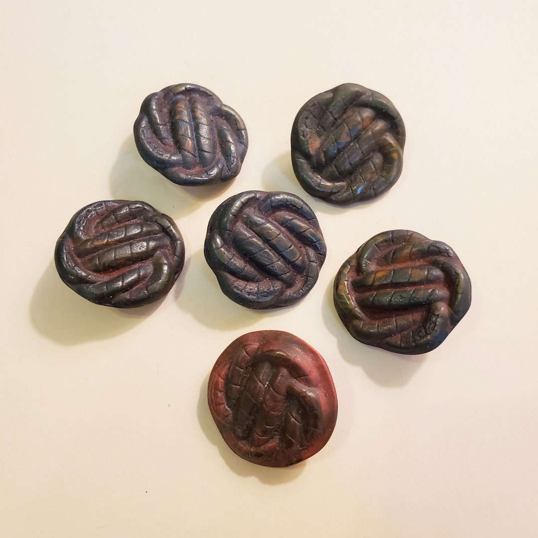 Molded Composition Buttons Made From Antique Button Forms Set of 6 With ...