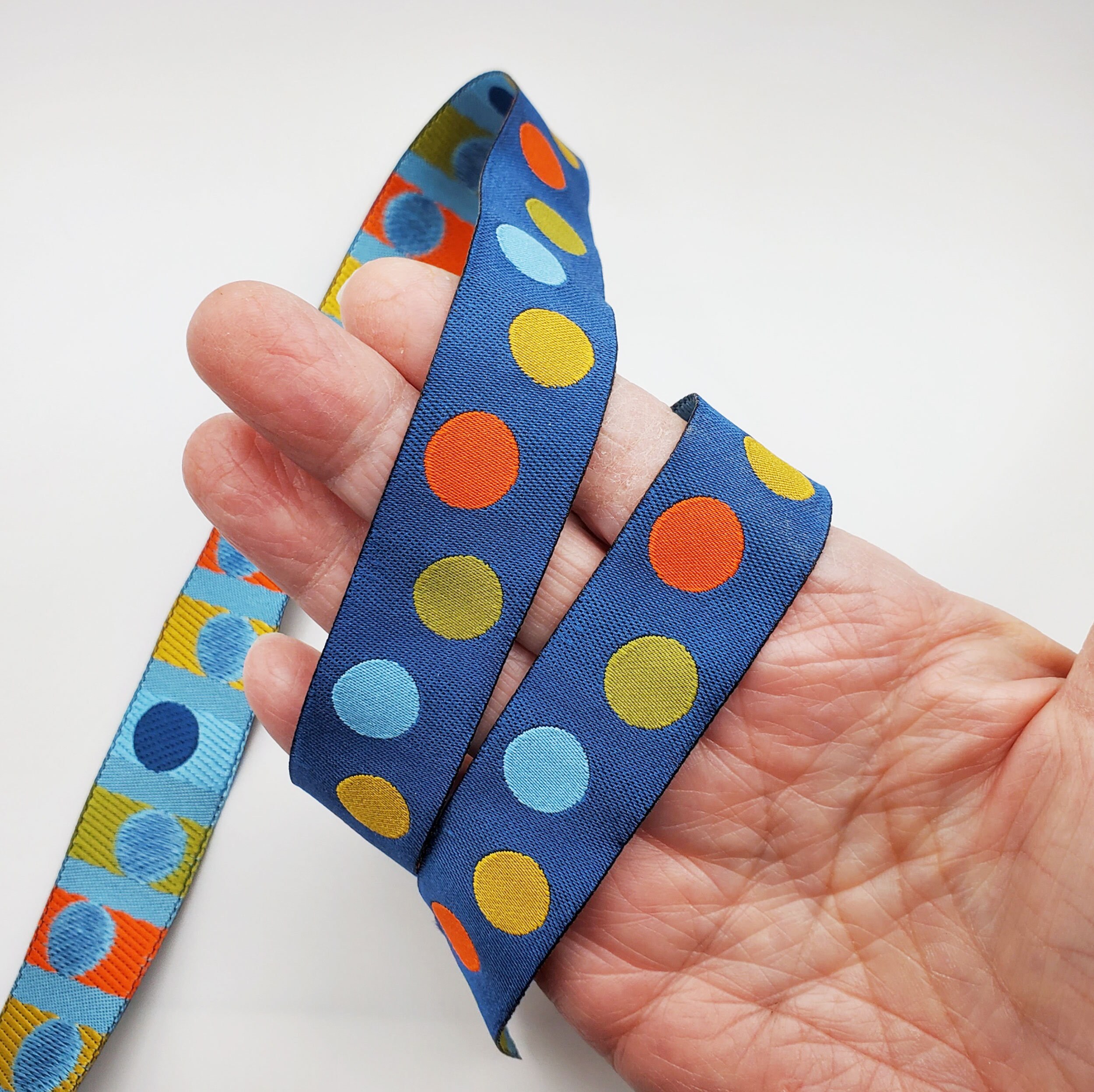 7/8 Royal Blue Jacquard Ribbon With Orange, Gold, Olive Green, Light ...