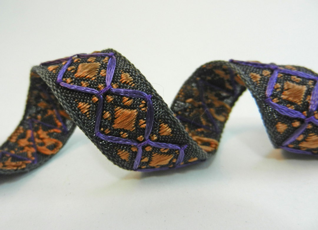 Black Purple Gold Elizabethan Jacobean Woven Jaquard Ribbon Great for ...