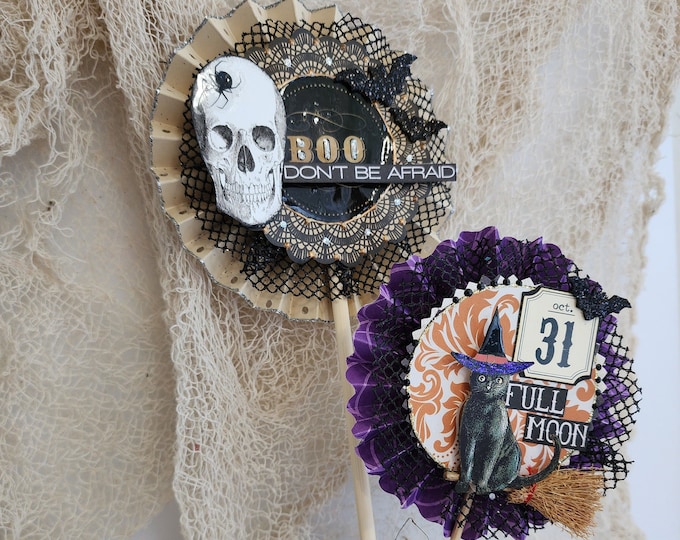 Halloween Paper Rosette, Tiered Tray, Ornaments, Spooky Themed Decor ...