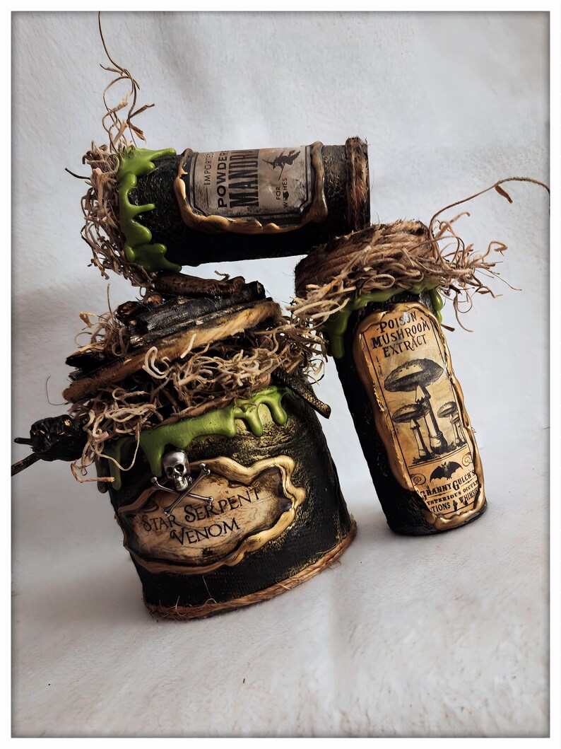 Witch's Apothecary Potion Bottles, Halloween Decor, Halloween Tiered ...
