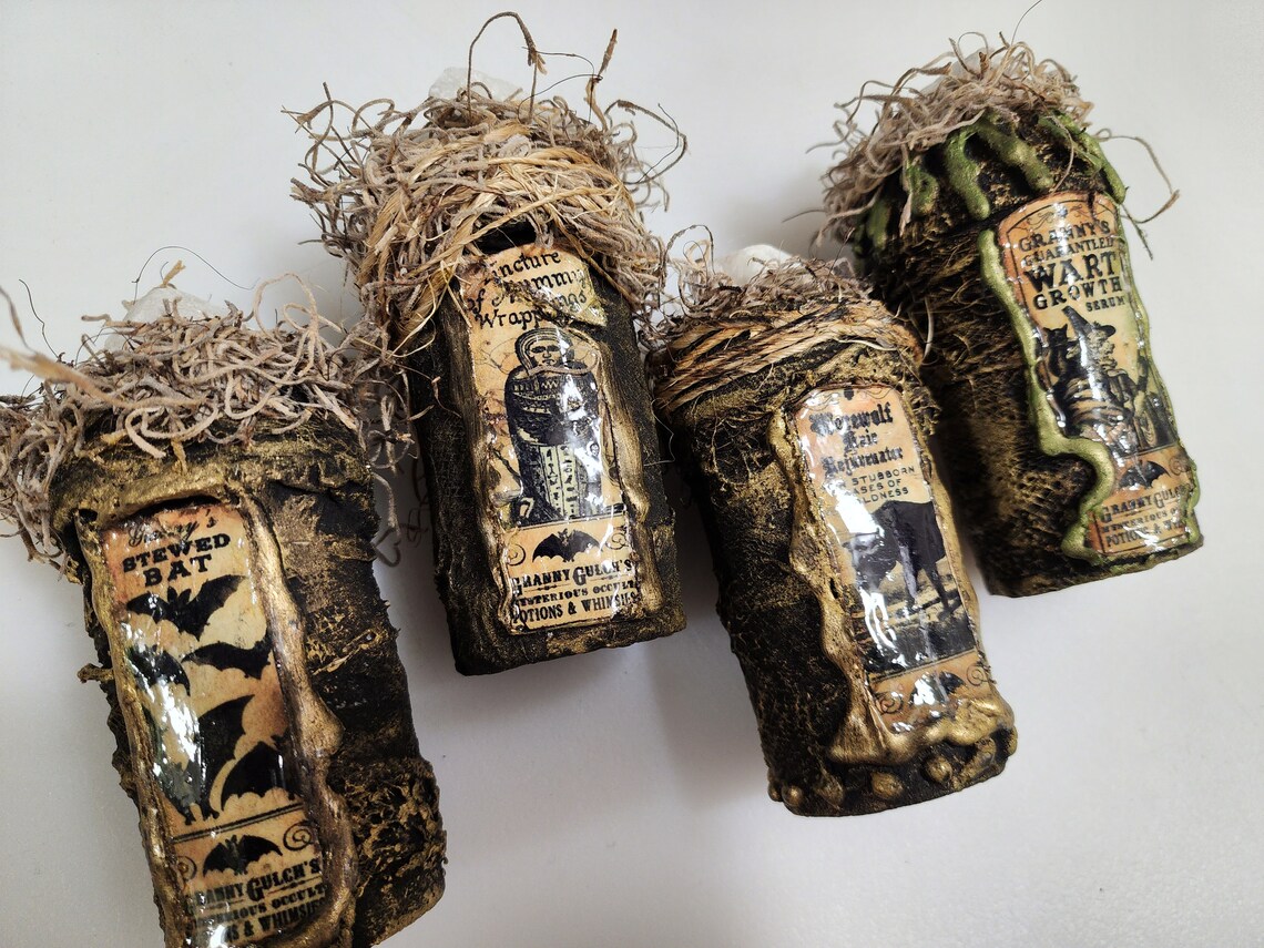 Witch's Apothecary Potion Bottles, Halloween Decor, Halloween Tiered ...