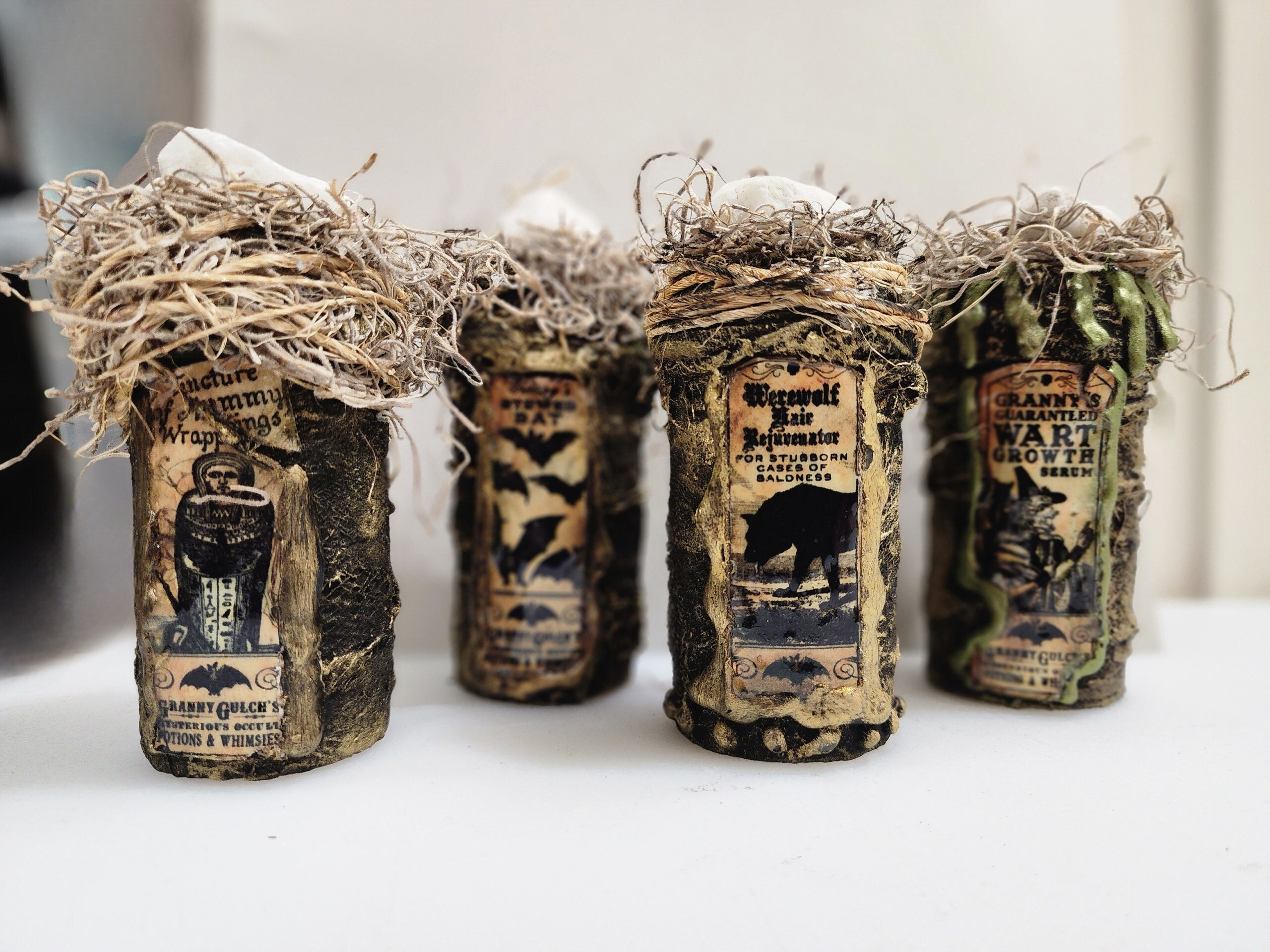 Witch's Apothecary Potion Bottles, Halloween Decor, Halloween Tiered ...