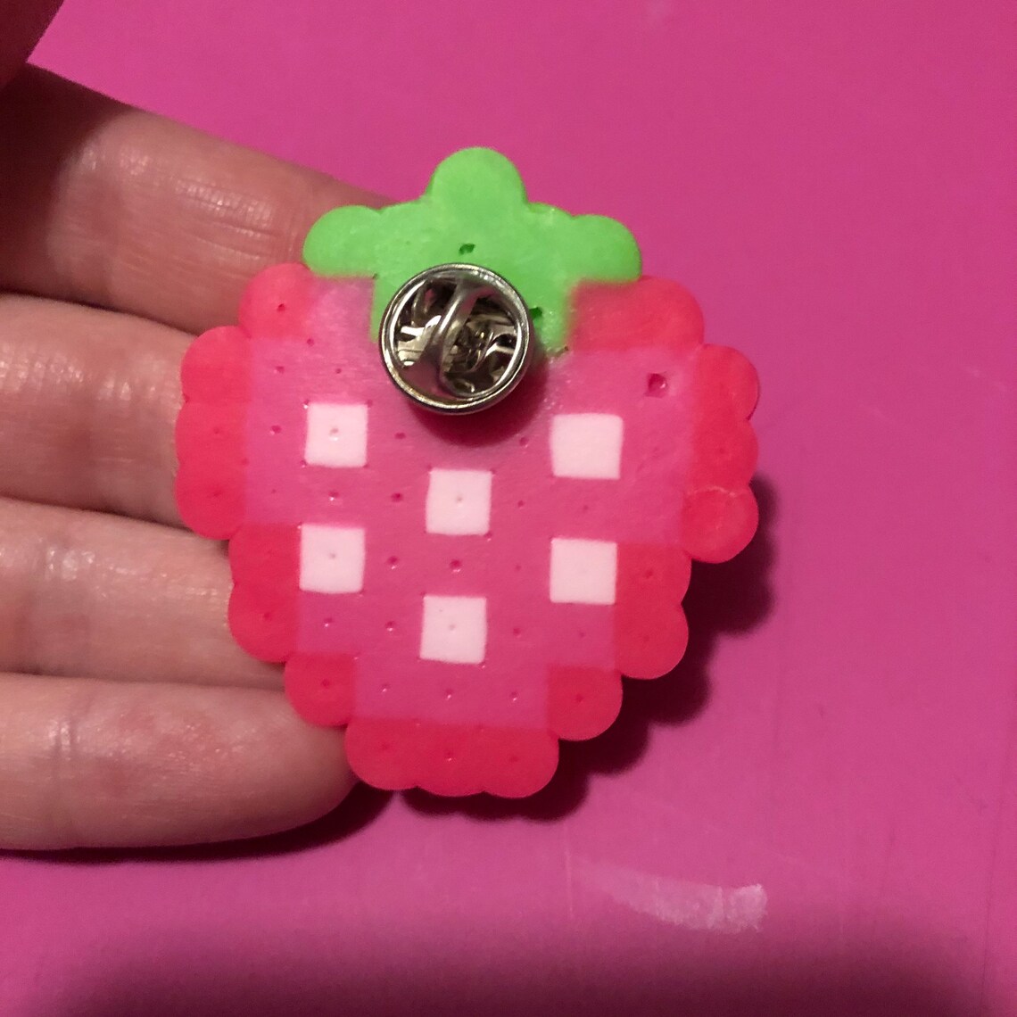 Pixel Strawberry Pin - Etsy