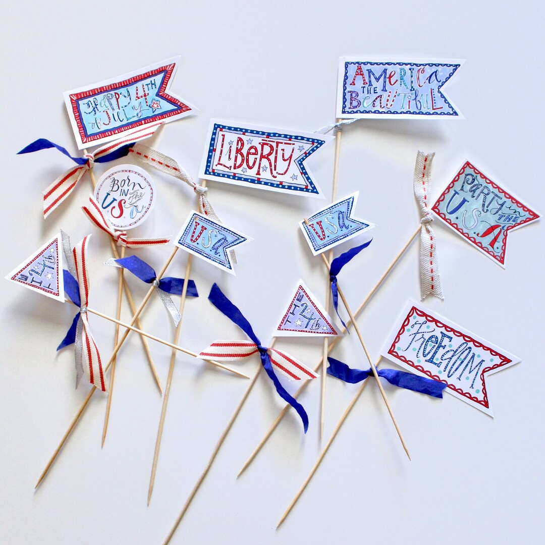 Digital File* Patriotic Cupcake Party Picks/mini Flags - DIY Project - Etsy