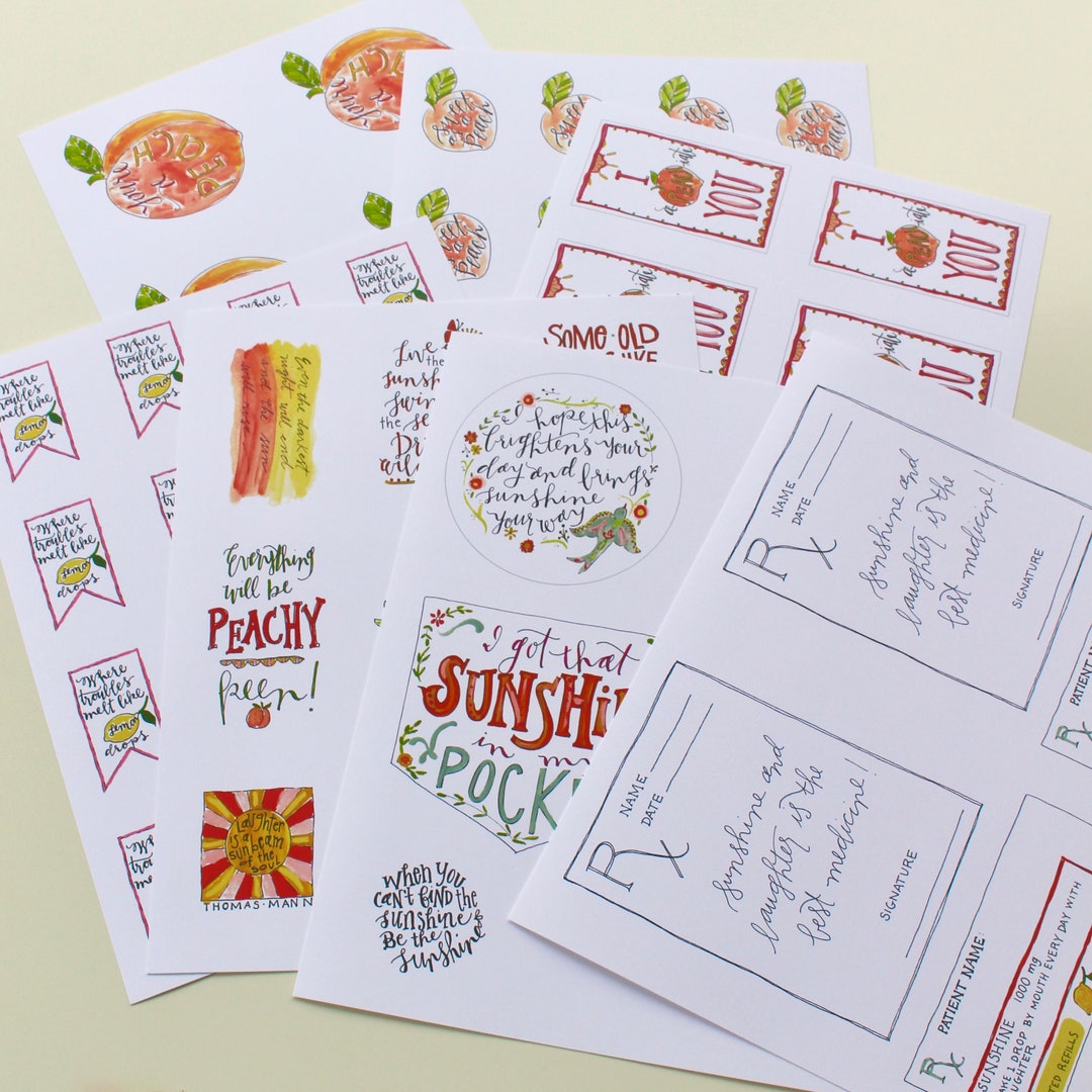 Digital File**** 7 Pages of Summer Sunshine & Peach Gift Tag Pack With ...