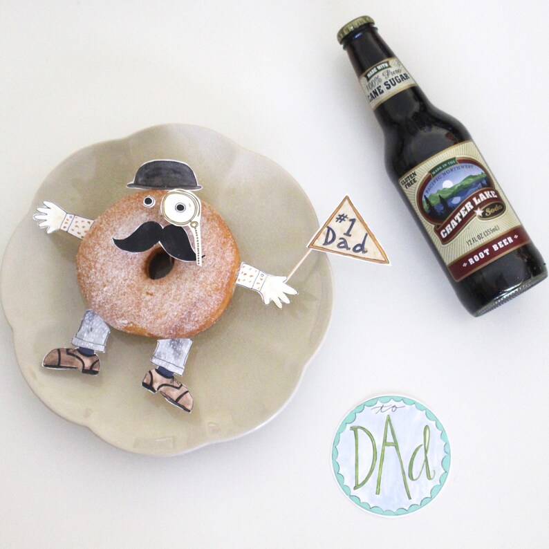 Dapper Daddy-o Donuts Illustrated Color Printable - Etsy