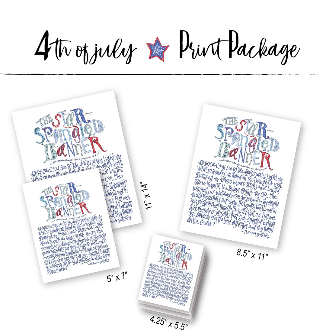 Digital File****the Star-spangled Banner- 4 Sizes in the Package! - Etsy