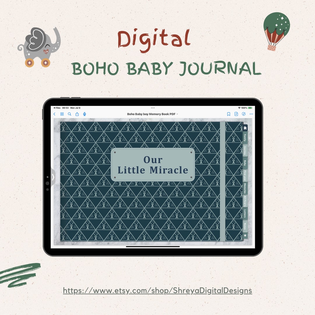 Boho Baby Boy, Digital Baby Book, First Year Memory, Baby's First Five ...