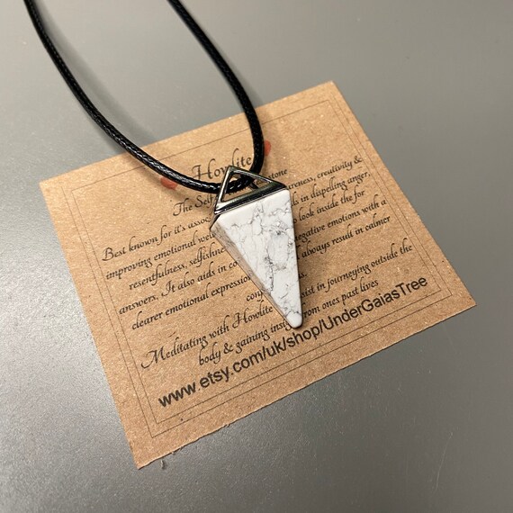 Howlite Crystal Pyramid Pendant Necklace on Vegan Friendly - Etsy