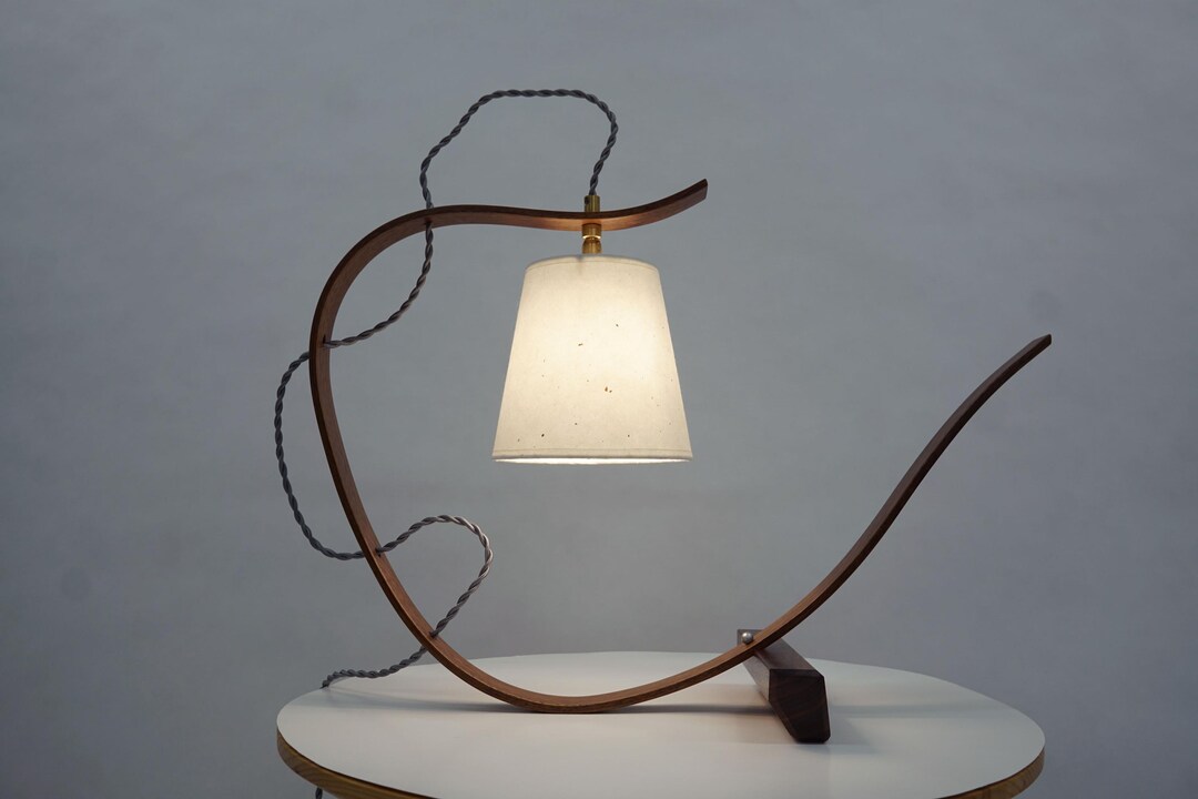 Bent Table Lamp, Walnut With Walnut Base - Etsy