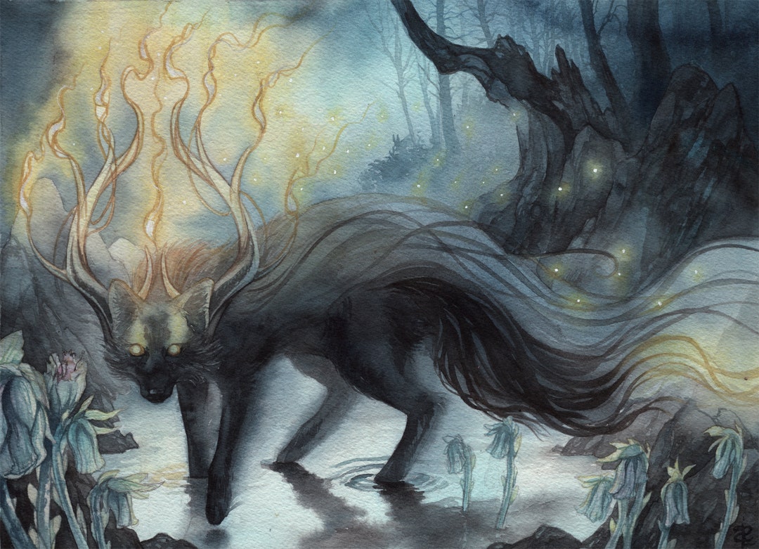 Ignis Fatuus Watercolor Art Print, Fantasy Art, Fae Art, Nature Art ...