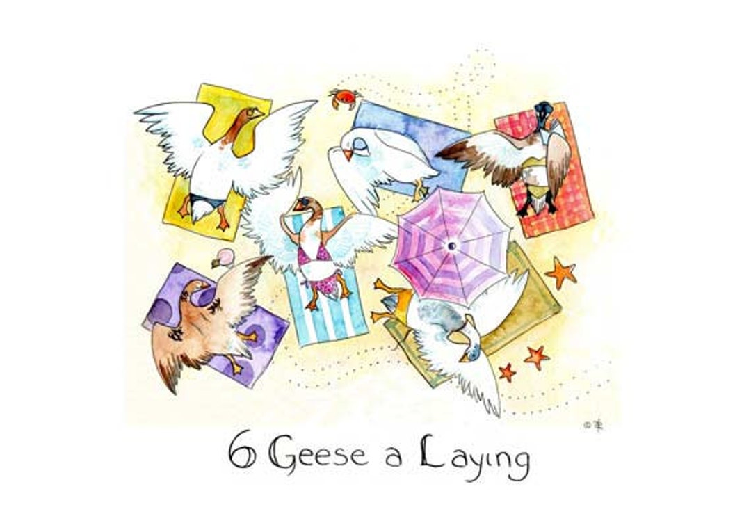 Six Geese A-laying Greeting Card, Cute Cards for Friends, Cute Animal ...