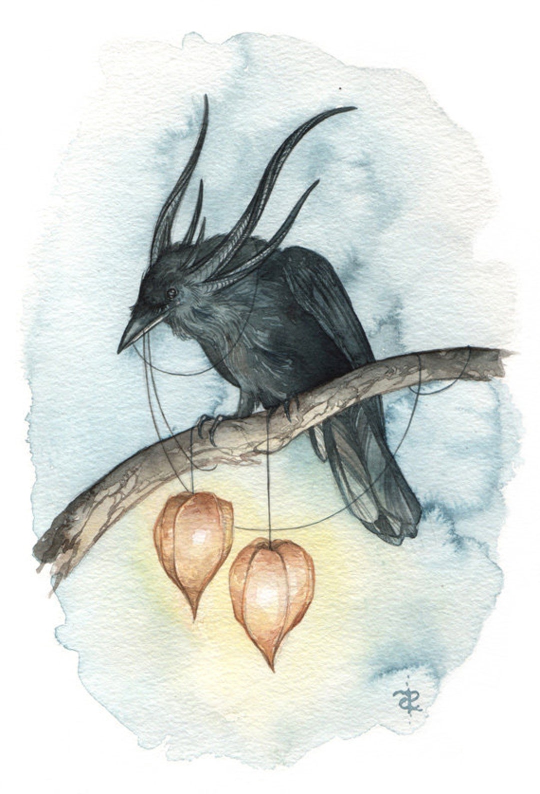 Raven- Watercolor Art Print, Bird Art, Fantasy Art, Mystical Art, Bird ...