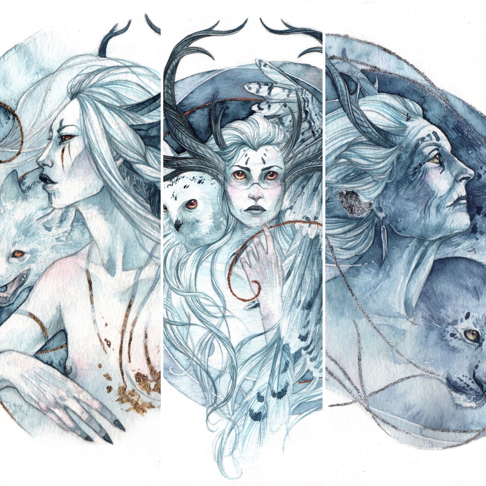 Triple Winter Goddess Card Pack- Handmade Greeting Card Pack, Blank ...