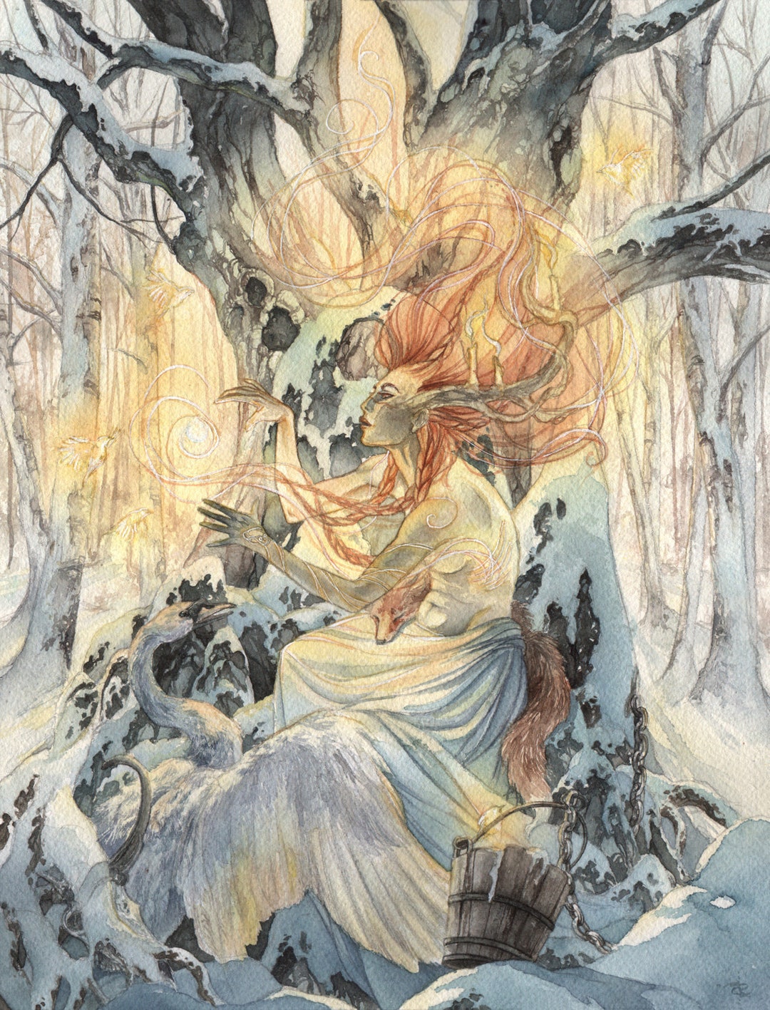 Brigid Watercolor Art Print, Goddess Art Print, Pagan Mythology Art ...