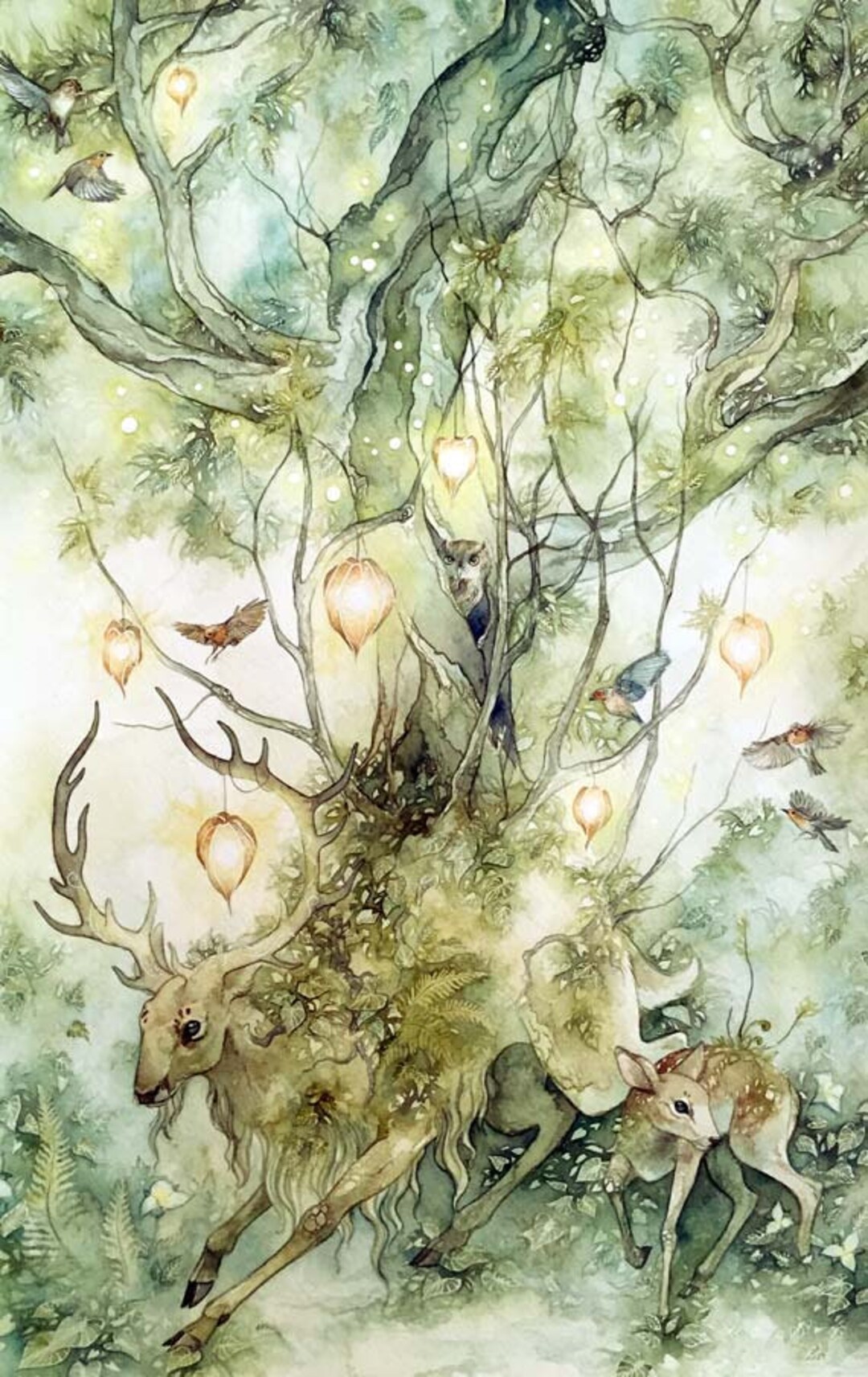 Forest Lord- Watercolor Art Print, Fae Art, Spiritual Art, Nature Art ...
