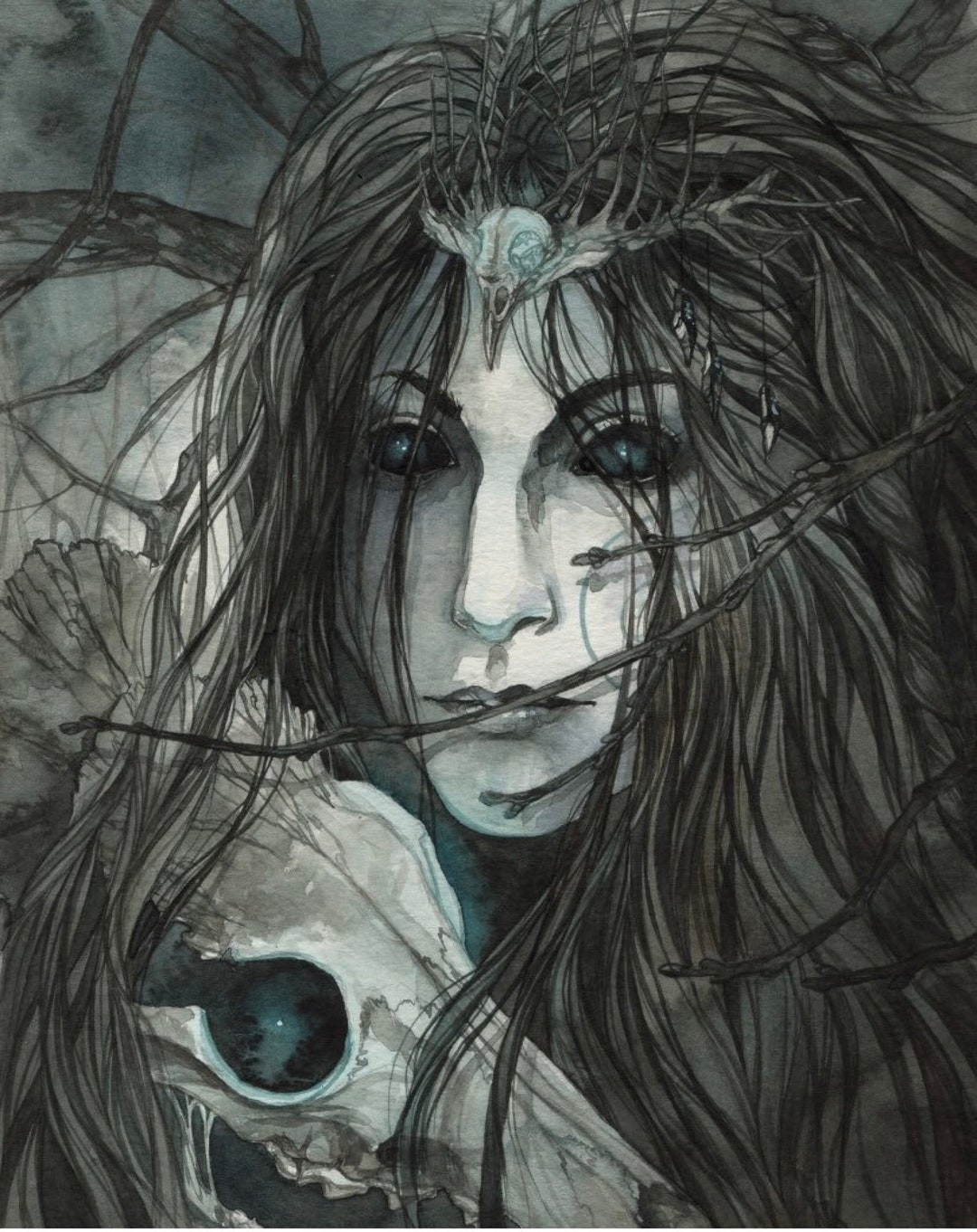 Unseelie Queen - Silence - Watercolor Art Print, Mythology Art, Mythology Art, Fantasy Art, Fae ...