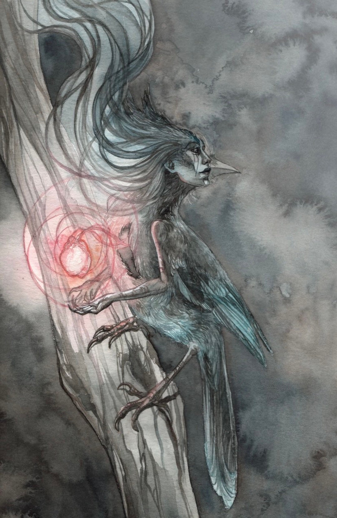 Fae Jay Watercolor Art Print Fae Art Fantasy Art Bird - Etsy