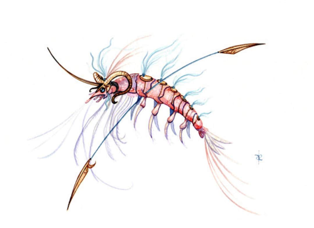 Battle Krill Watercolor Art Print, Fantasy Art, Fantasy Animal Art ...