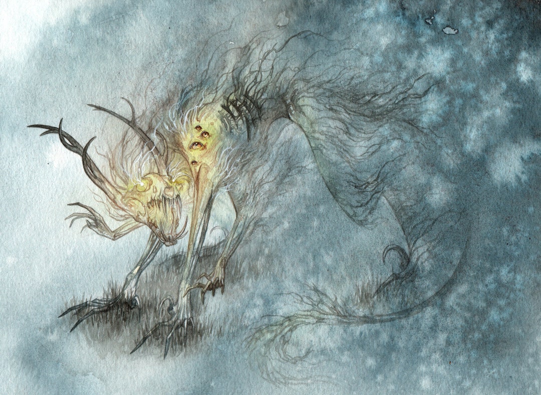 Wendigo- Watercolor Art Print, Native American Mythology Art, Fantasy ...
