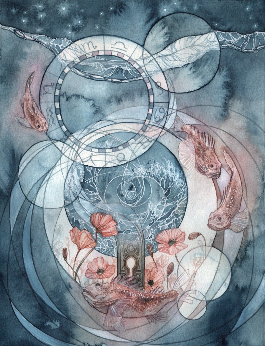 Pluto - Astrology Art Print, Watercolor Art Print, Pluto Art ...