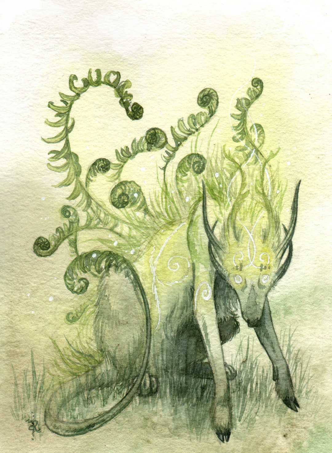 Fern Fae- Watercolor Art Print, Fae Art, Fantasy Art, Nature Spirit ...