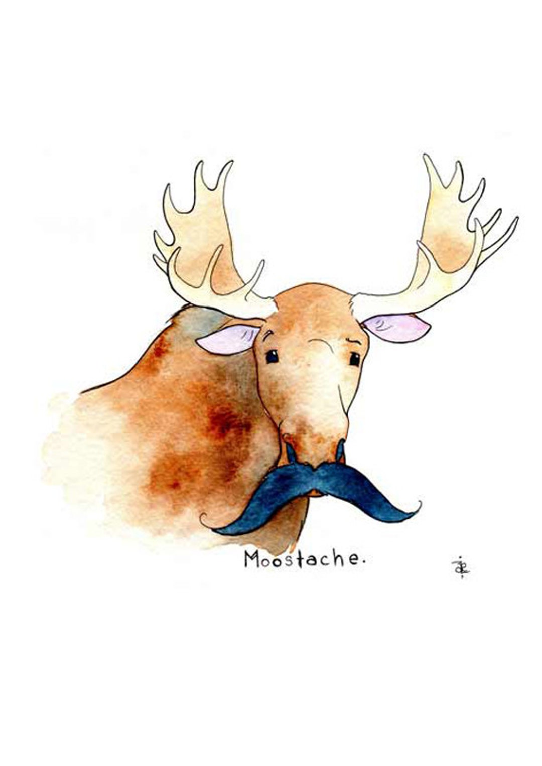 Moostache- Greeting Card, Punny Cards, Cute Cards for Friends, Funny ...