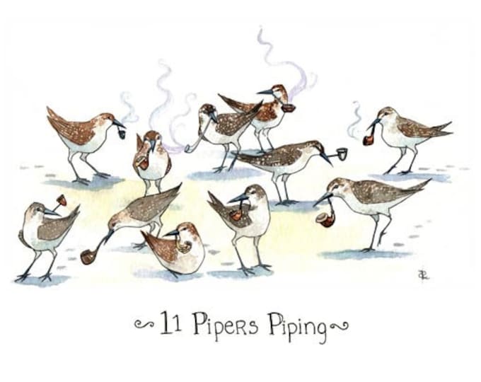Eleven Pipers Piping Greeting Card, Cute Cards for Friends, Cute Animal ...