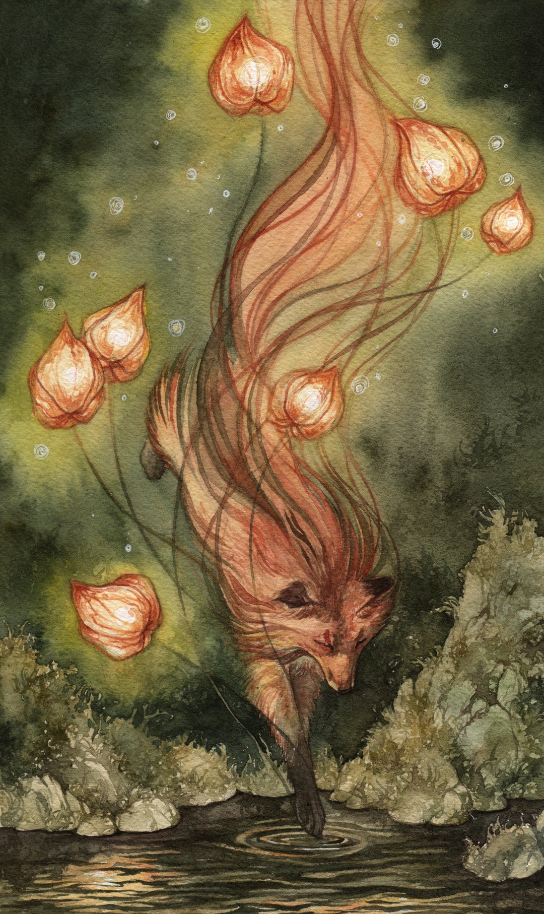 Foxfire - Watercolor Art Print, Fantasy Art, Fae Art, Nature Art Print ...