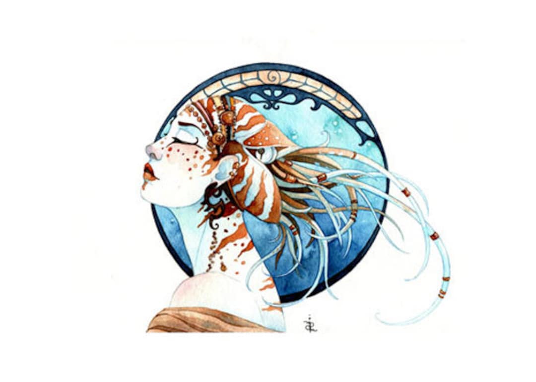 Nautilus Nereid - Watercolor Art Print, Sea Creature Art, Greek ...