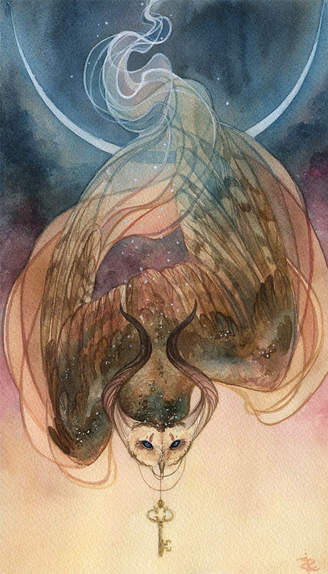 To Reach the Dawn by Path of Night - Watercolor Art Print, Owl Art ...