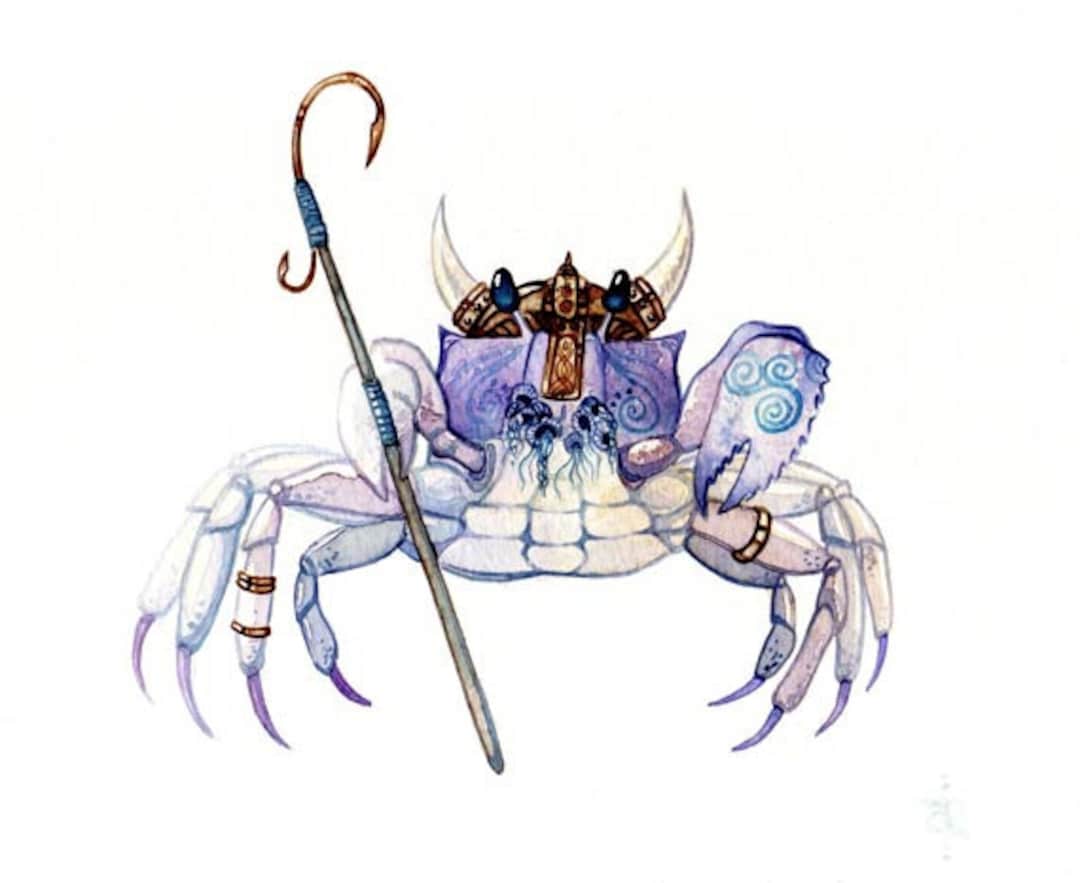 Battle Crab - Watercolor Art Print, Fantasy Art, Fantasy Animal Art ...