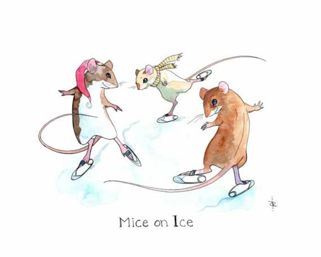 Mice on Ice- Greeting Card, Cute Cards for Friends, Cute Animal Card ...