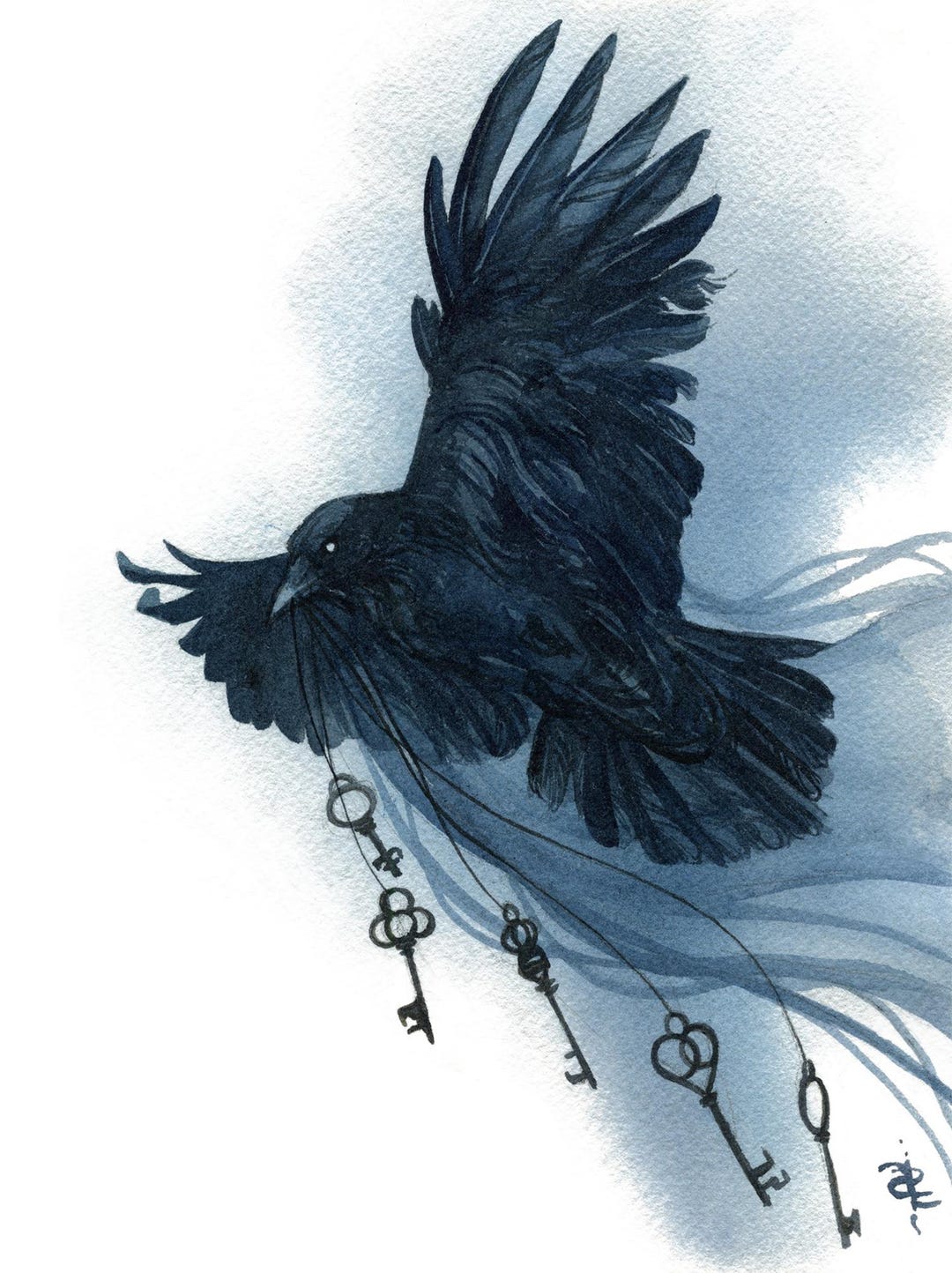 Gatekeeper - Watercolor Art Print, Animal Art, Bird Art, Crow Art ...