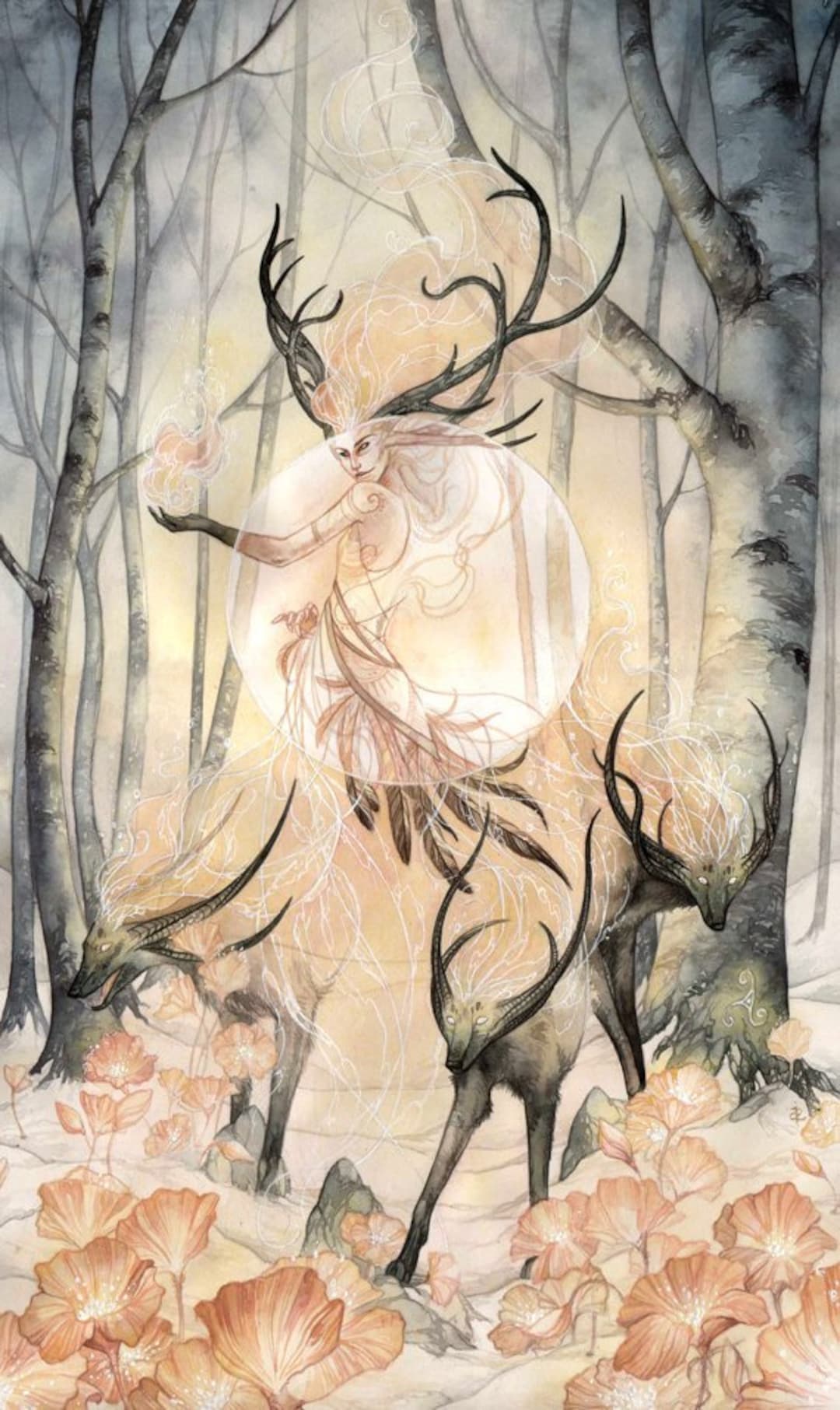 Yule- Watercolor Art Print, Fantasy Art, Fae Art, Winter Solstice ...