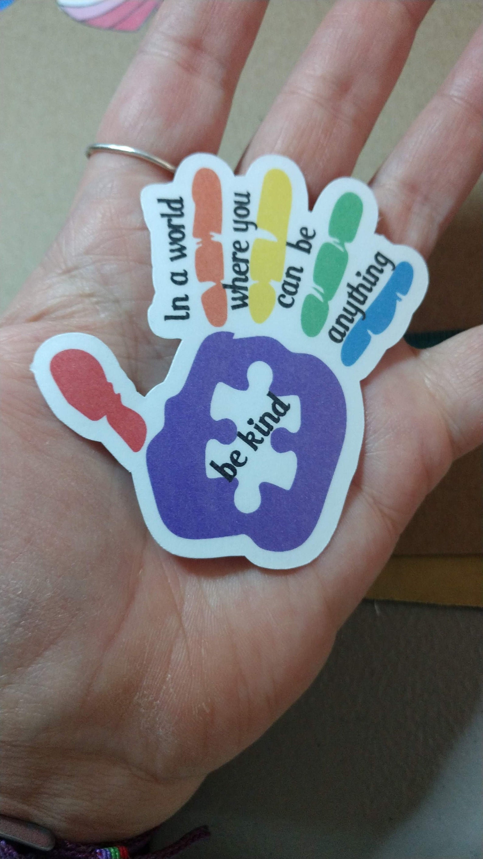 Autism Awareness Rainbow Handprint Vinyl Sticker In A World | Etsy